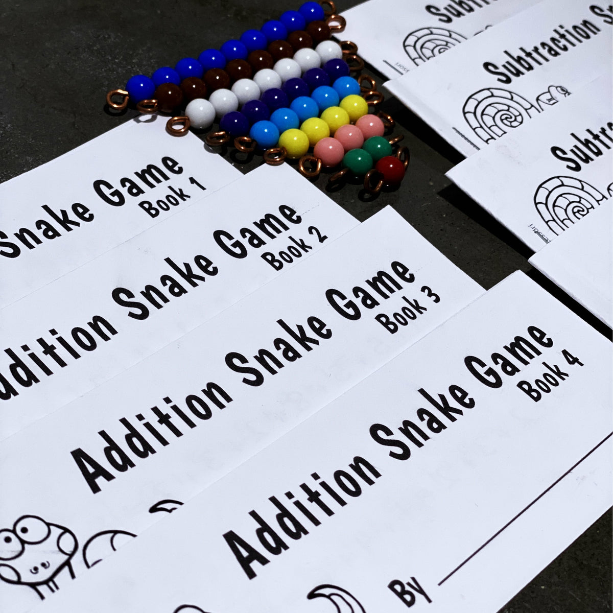 Montessori Math Addition and Subtraction Snake Game Booklets for Facts ...