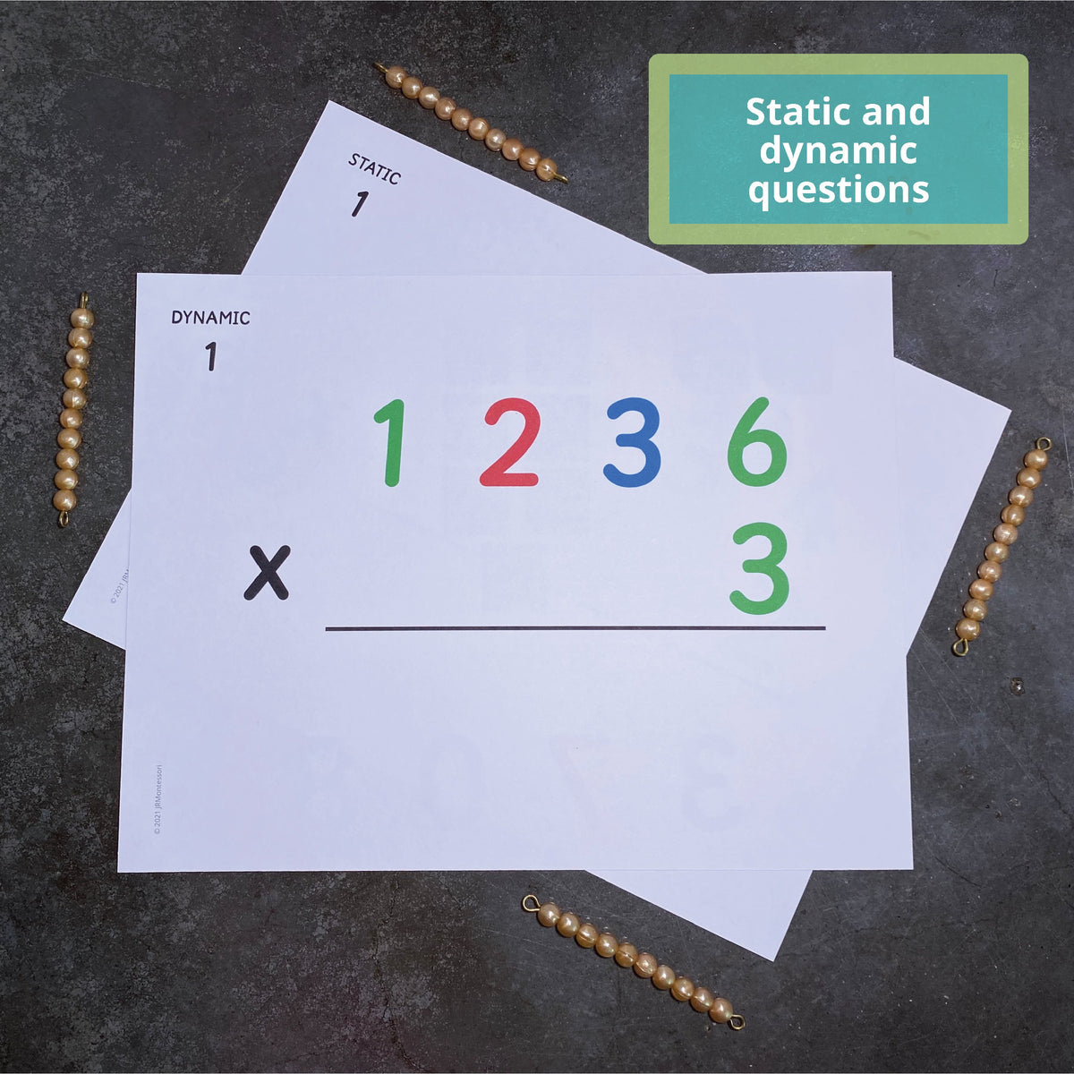 Montessori Math 4-Digit Golden Bead Multiplication with Large Cards ...