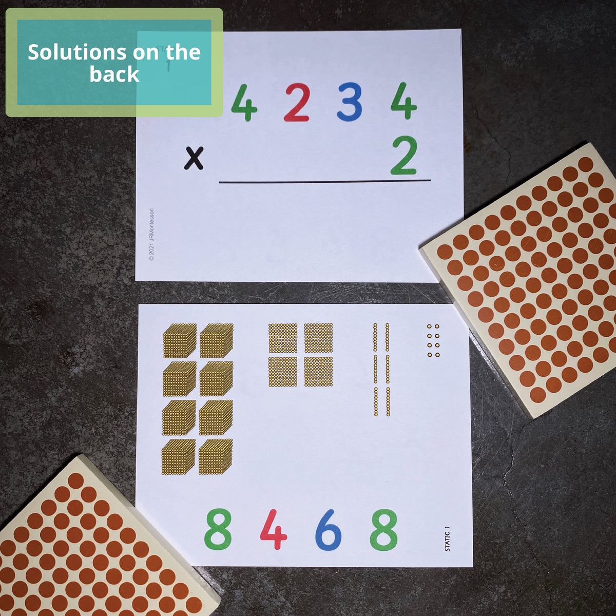 Montessori Math 4-Digit Golden Bead Multiplication with Small Cards ...