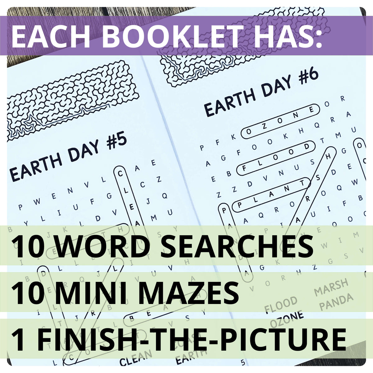 Earth Day Booklets | Word Searches, Maze Puzzles, Finish the Picture ...