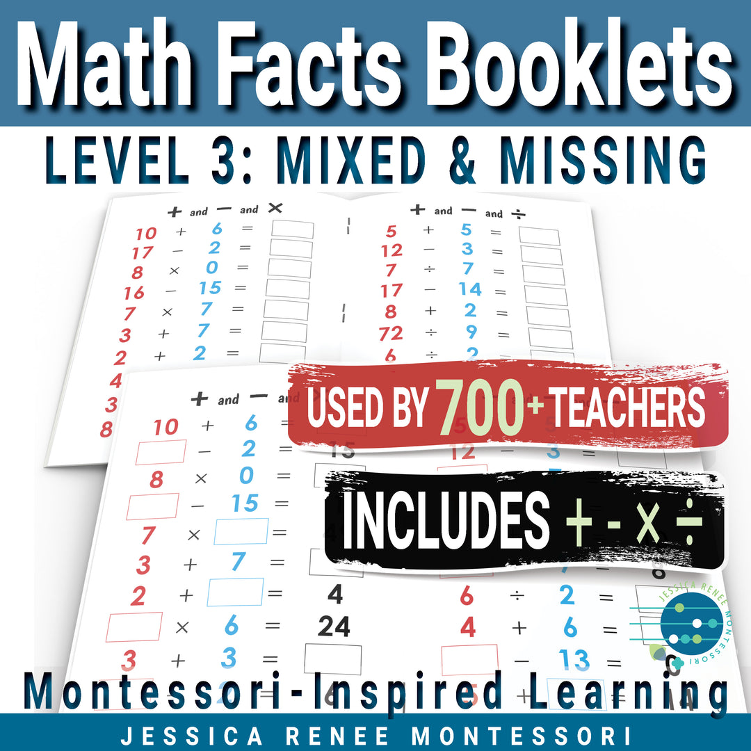 Montessori Math Facts Booklets (Mixed Facts and Missing Parts ...
