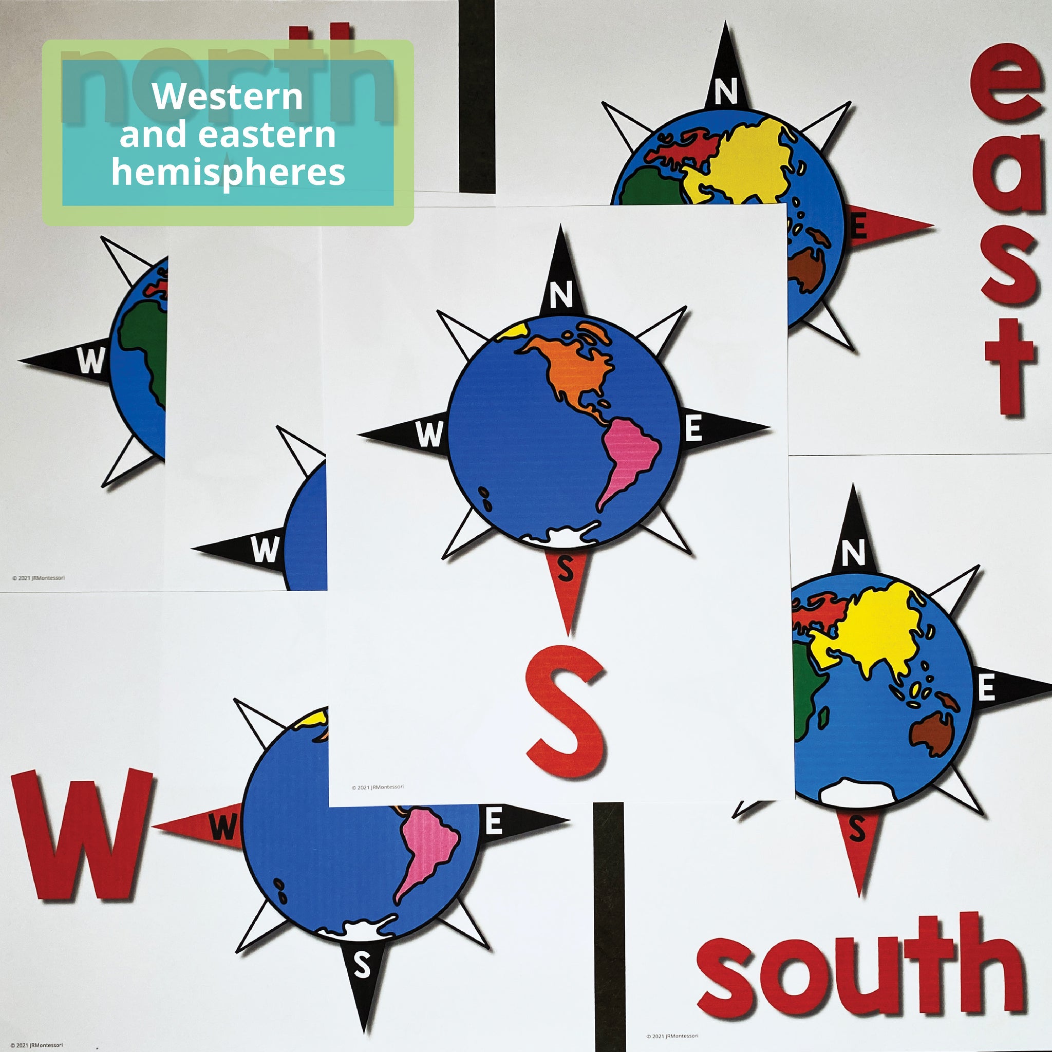 Montessori Geography Cardinal Directions Posters and Worksheets ...