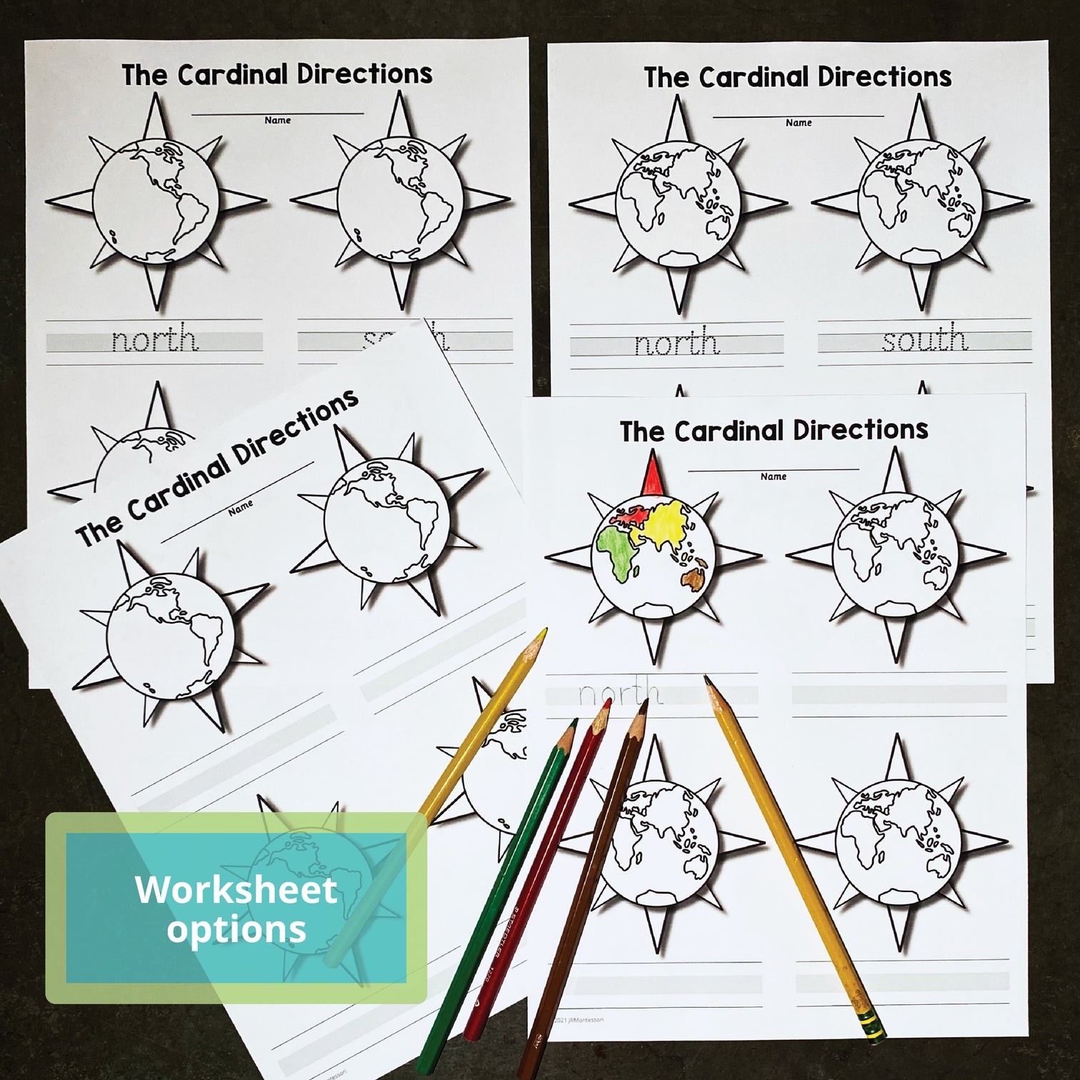 Montessori Geography Cardinal Directions Posters and Worksheets ...