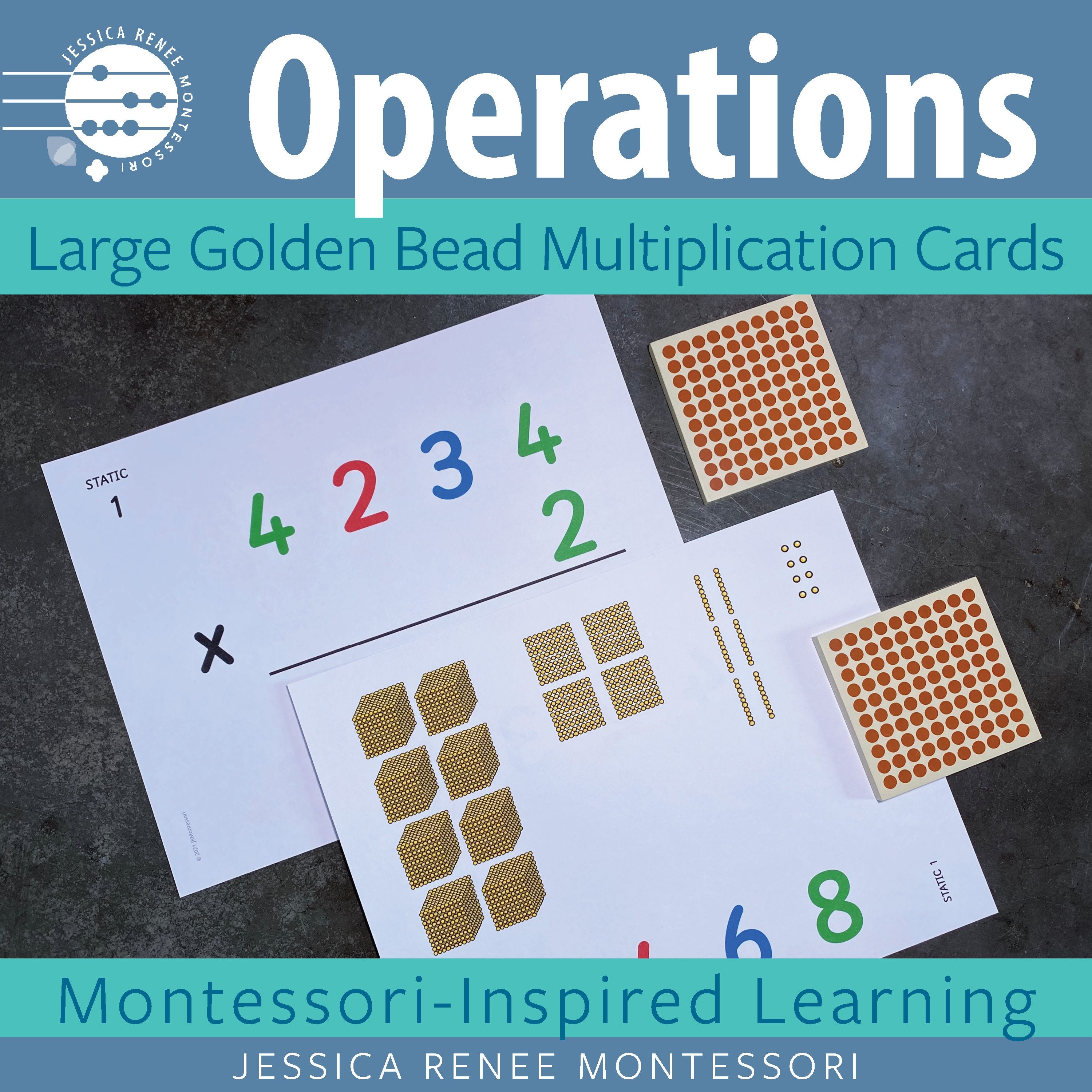 Montessori Math 4-Digit Golden Bead Multiplication with Large Cards ...