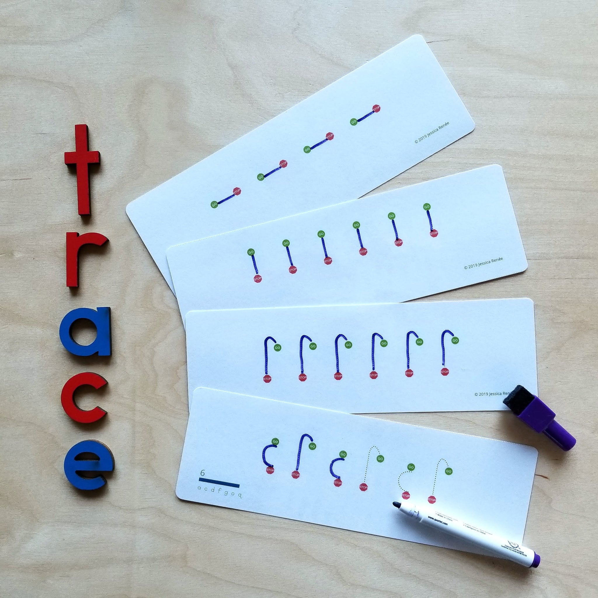 Pre-writing Tracing Cards: Lowercase Strokes – JRMontessori