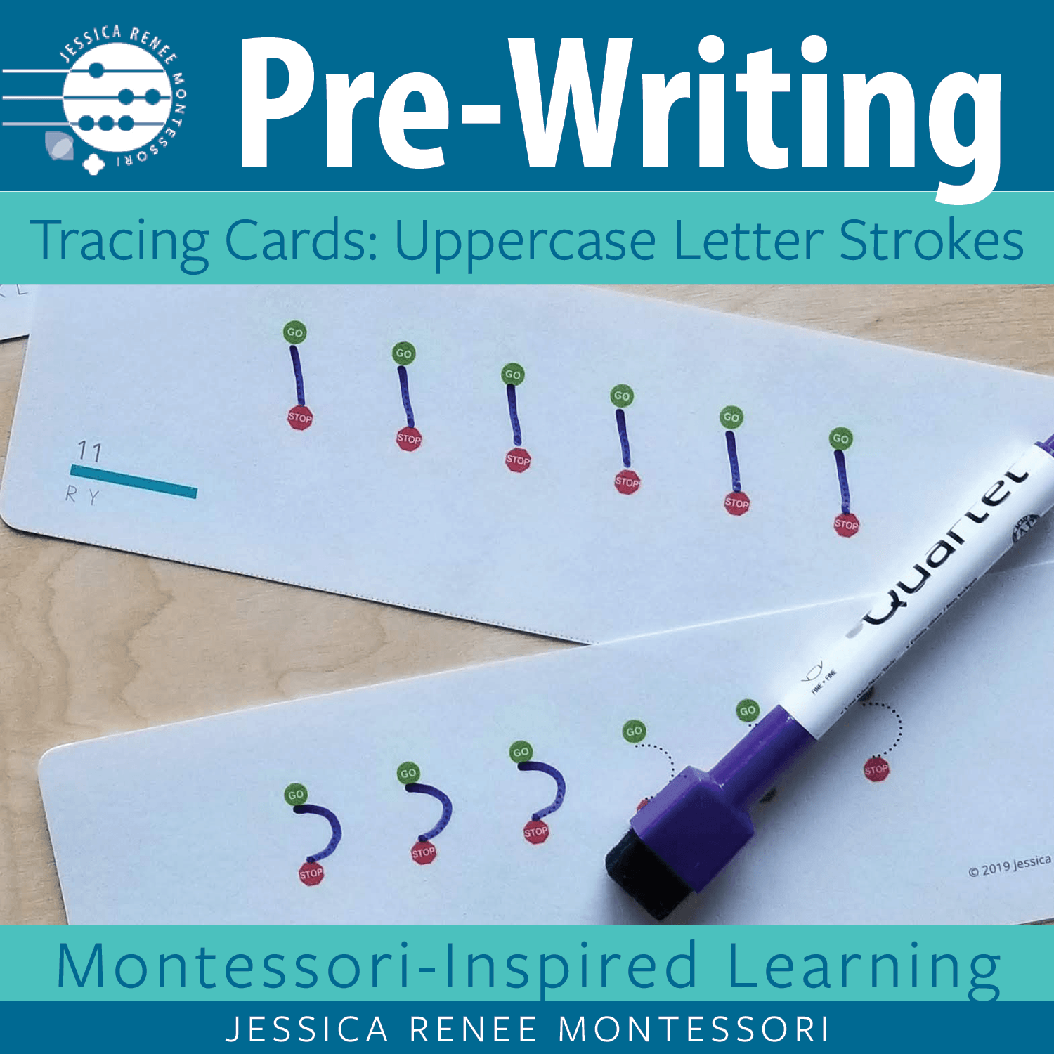 Pre-writing Tracing Cards: Uppercase Strokes – JRMontessori
