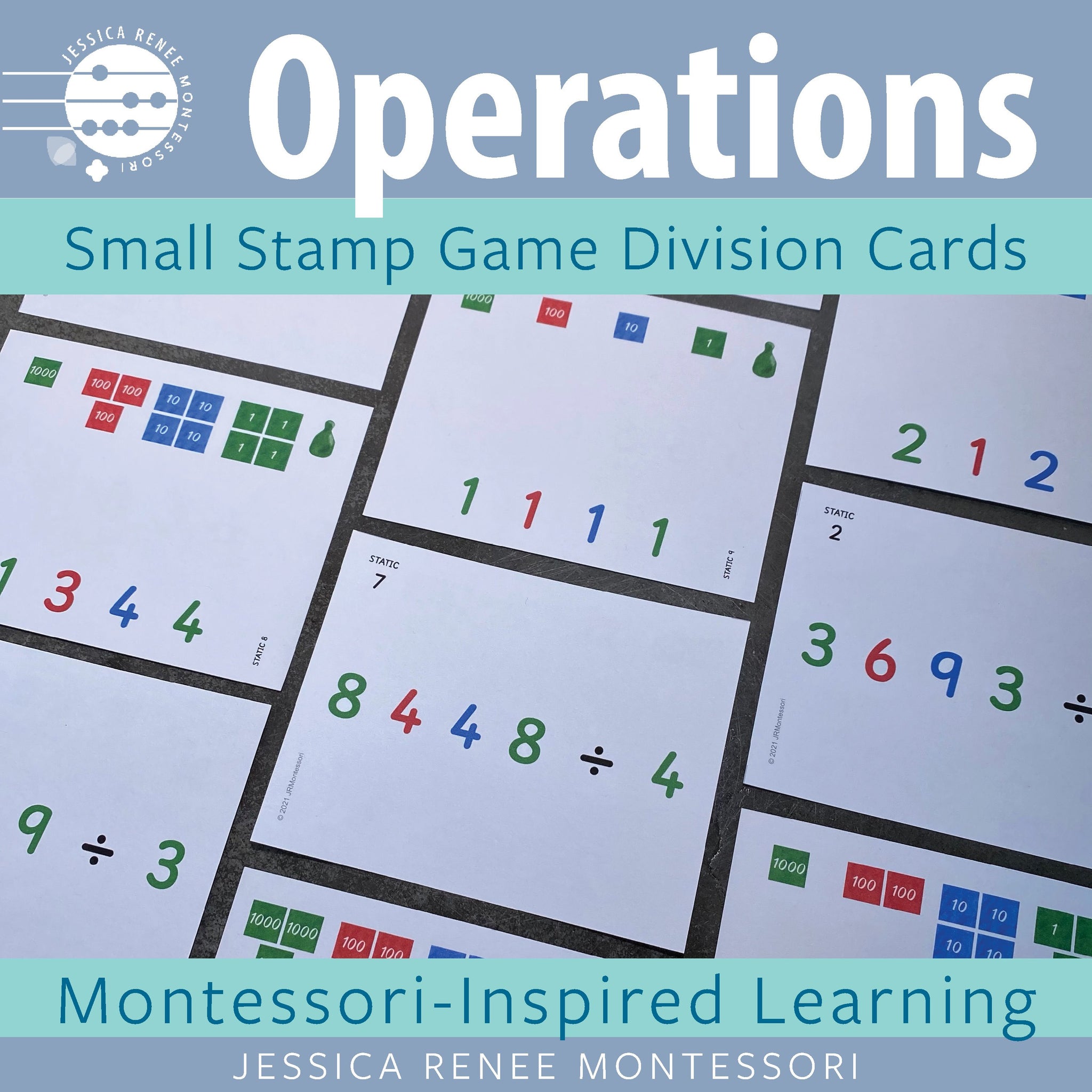 Montessori Math 4-Digit Stamp Game Division with Small Cards – JRMontessori