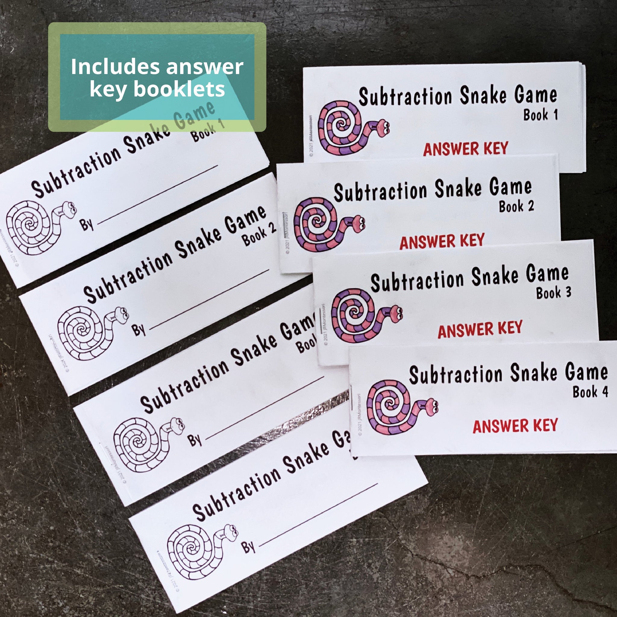 Montessori Math Subtraction Snake Game Bundle for Facts Practice ...