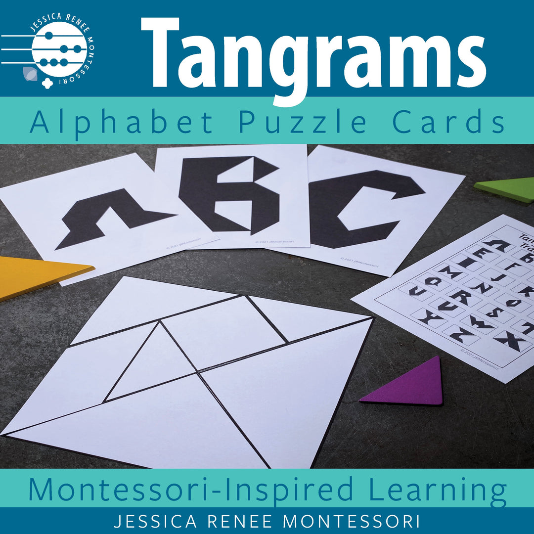 Tangram Task Cards with Alphabet Puzzles – JRMontessori