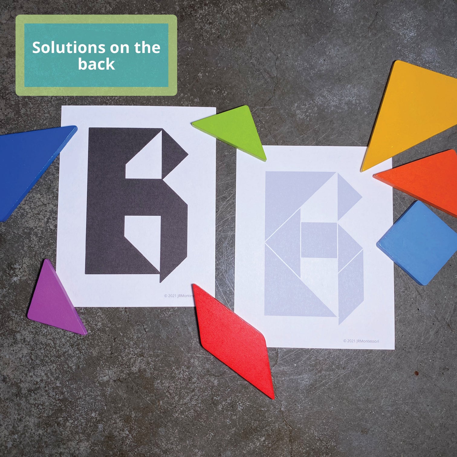 Tangram Task Cards with Alphabet Puzzles – JRMontessori