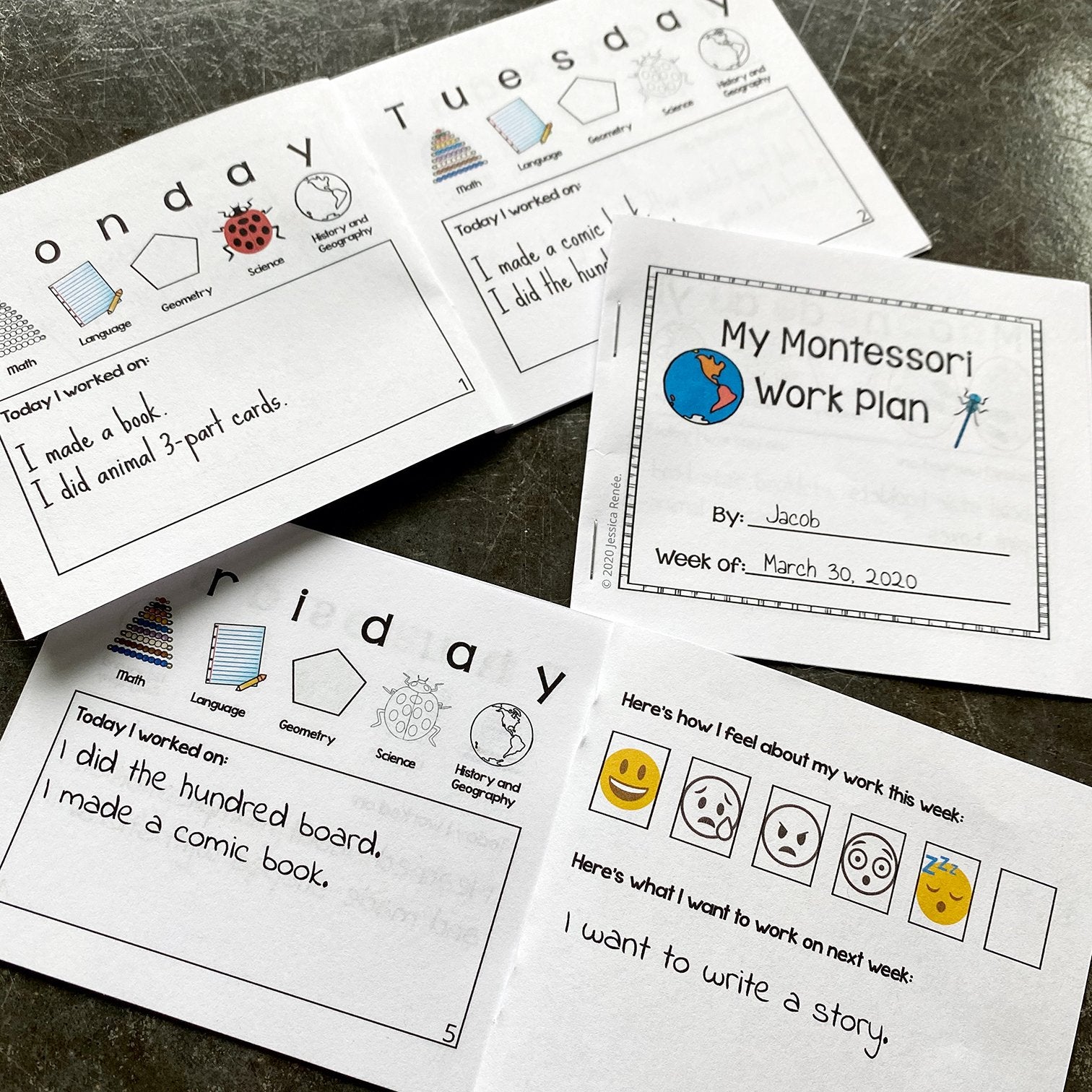 Montessori Work Plan Mini Booklet – JRMontessori